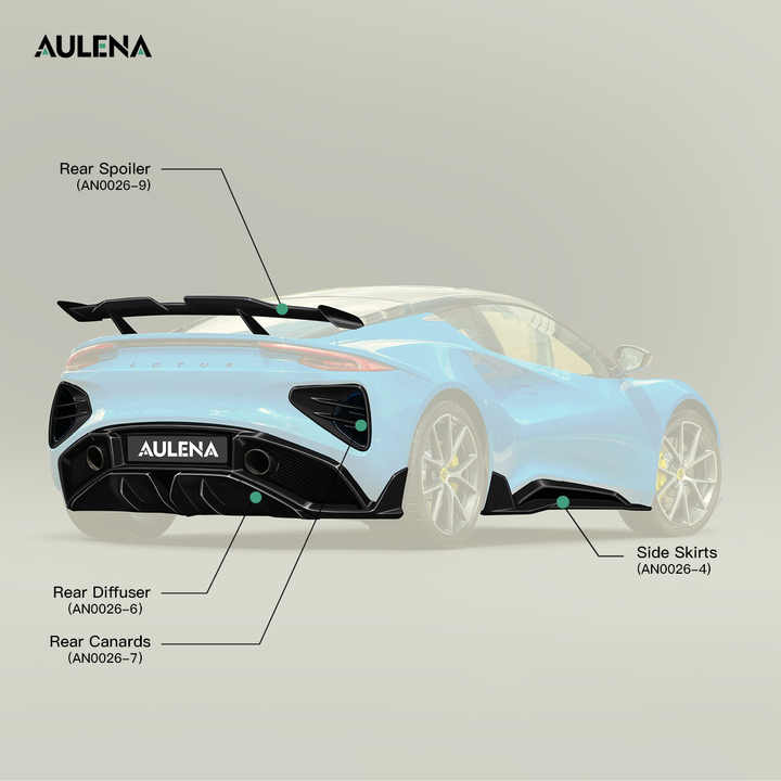 Aulena Dry Carbon Rear Diffuser Air Inlet Trims Side Skirts Front ...