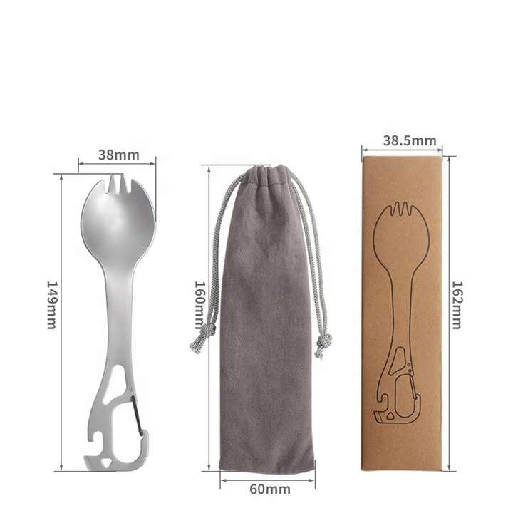 High Quality Food Grade Camping Spork With Bottle Opener Carabiner ...