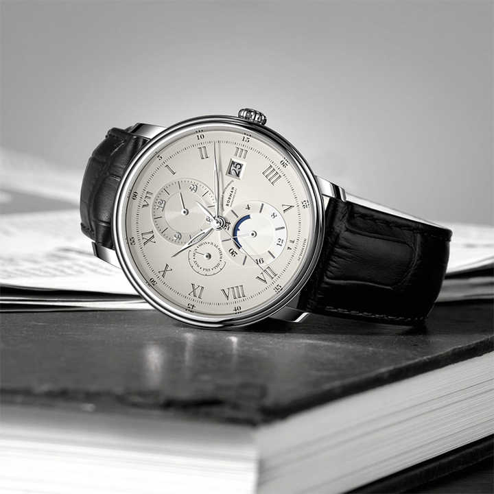 BORMAN Stainless Luxury Leather Belt with Mechanical Watch