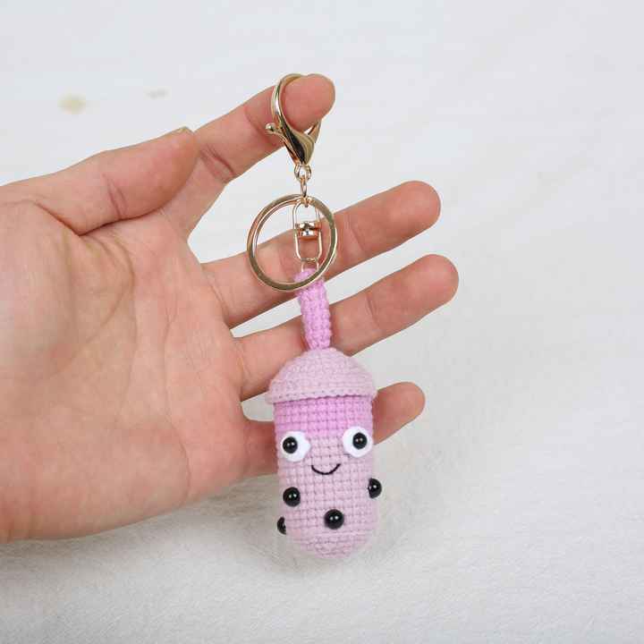 Handmade Cute Crochet Bubble Boba Milk Tea Cup Bag Charm Soft Mini ...