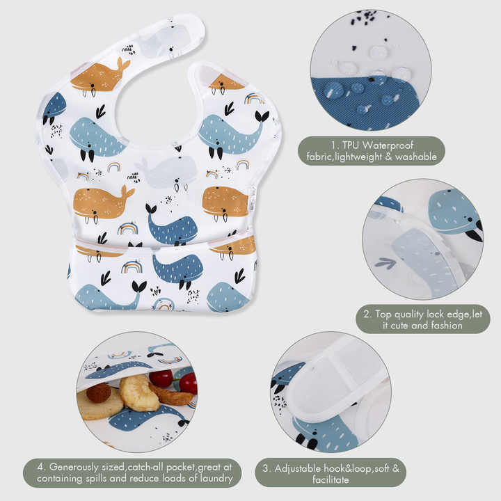 Baby Waterproof Eating Bib, Children's Cartoon Food Supplement ...