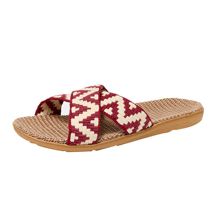 Trendy Home Wooden Floor Silent Rattan Slippers Wholesale Summer Living ...