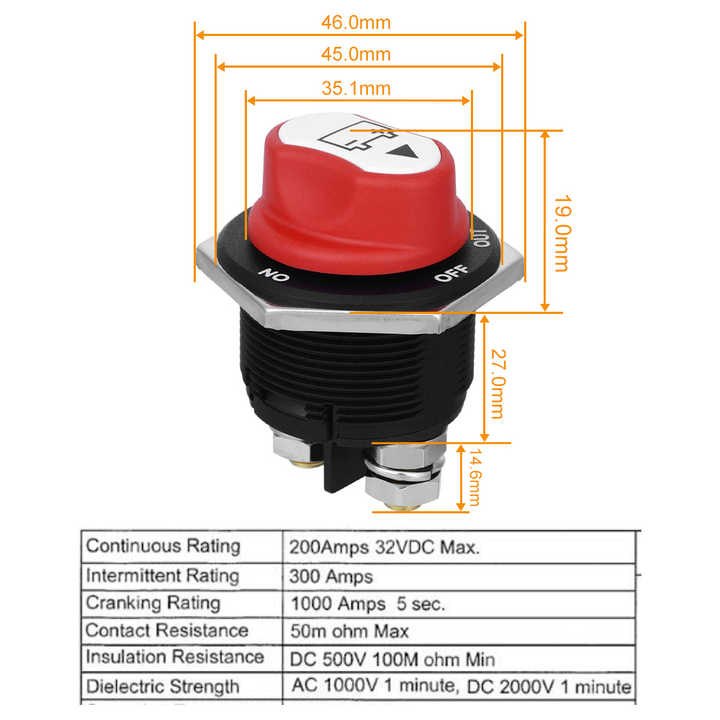 50A 100A 200A Battery Isolator Switch - Reliable Power Cut Off