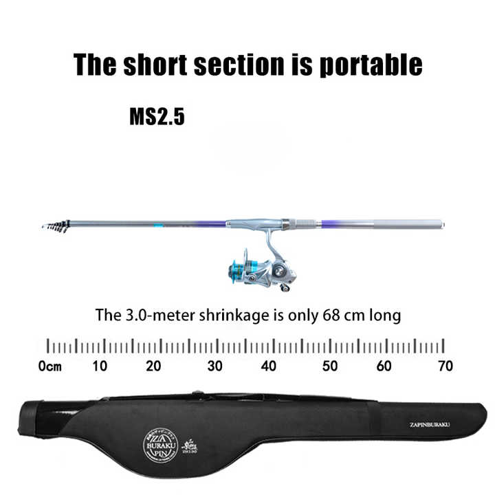 For RYOBI RANMI 120g Carbon Fiber Telescopic Fishing Rod Carp Fishing ...