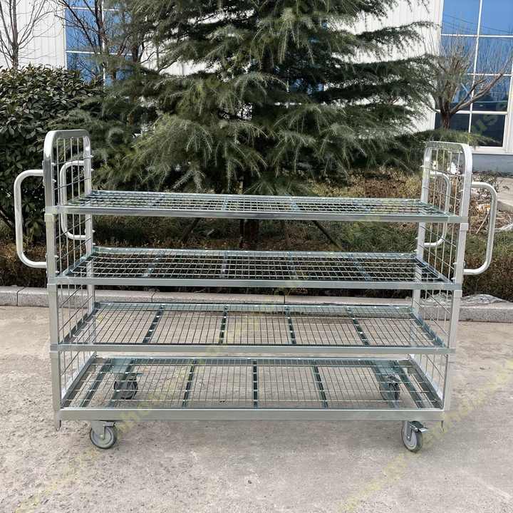 Multi Shelving Warehouse Picking Trolley Cart with Wheels Galvanized ...
