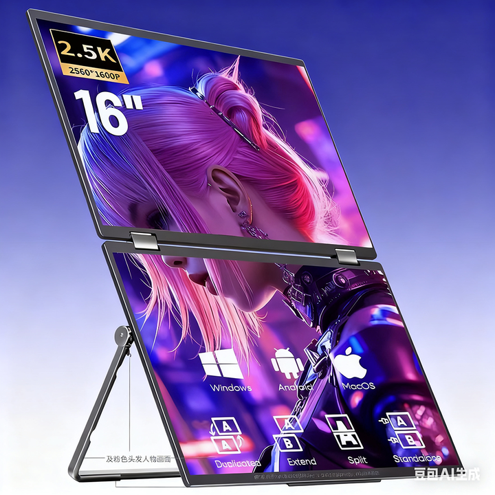 New 15.6 Inch FHD IPS Flip Go Dual Portable Monitor with Mini HDMI and ...