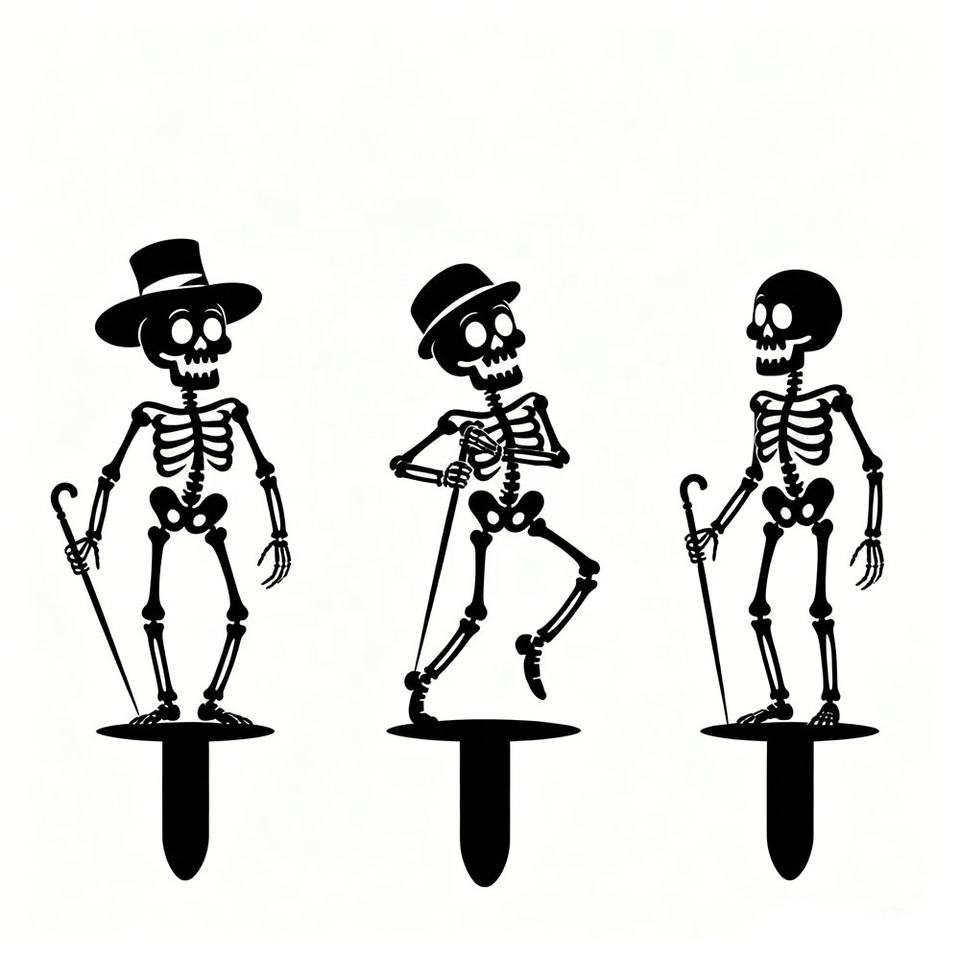 Black Metal Dancing and Playing Skeleton Sign for Halloween Outdoor ...