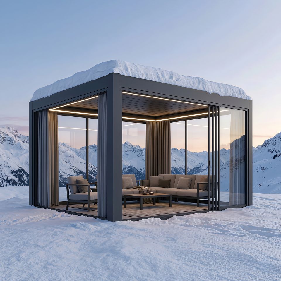 All-Weather Aluminum Pergola with Snow-Resistant Frame, Rainwater ...