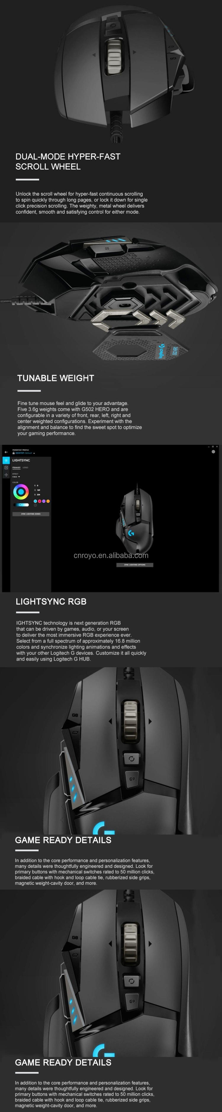 Logitech G502 Original Logitech G502 Hero 16000 DPI LIGHTSPEED Wired ...