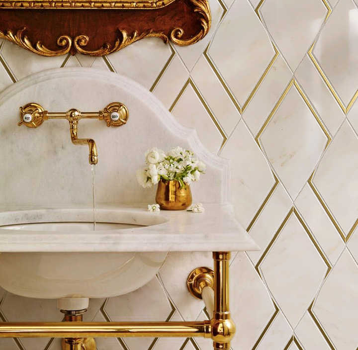Brass Inlay Wall Tiles - Luxurious Mosaic for Hotels & Homes