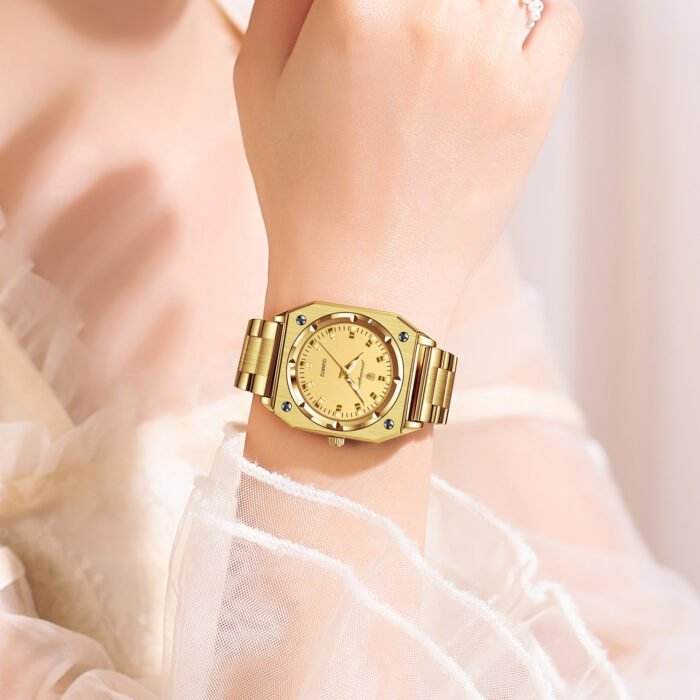 POEDAGAR 788 Streamlined Elegant Lady's Quartz Watch Square Dial Steel ...