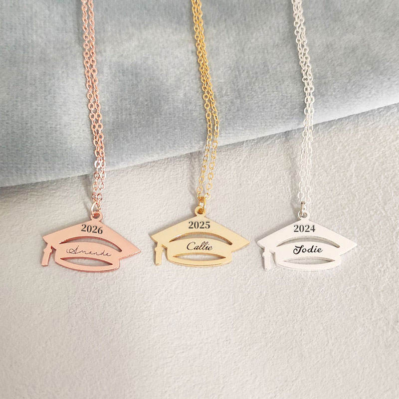 2026 Custom Engraved Graduation Cap Pendant Necklace 304/316L Stainless ...