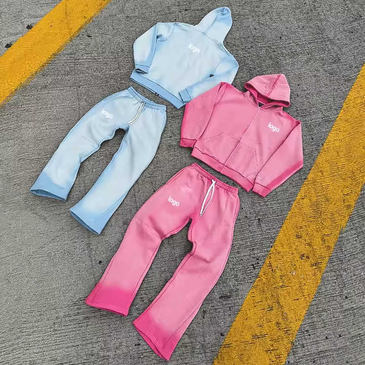 Custom Faded Vintage Jogging Set - Zip up Tracksuit