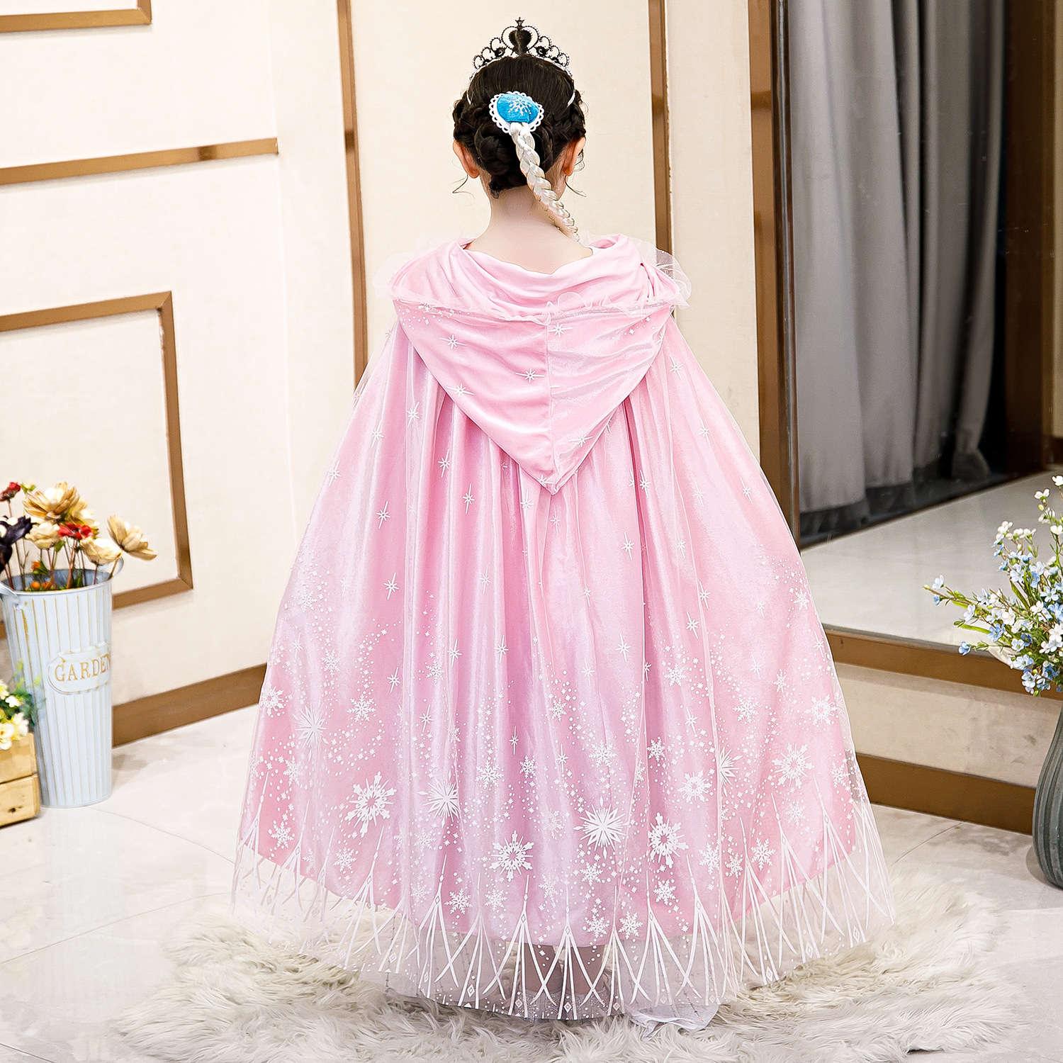 Kids Elsa Princess Cloak Cape Cosplay Costumes Fairy Hooded Cloak For Girls