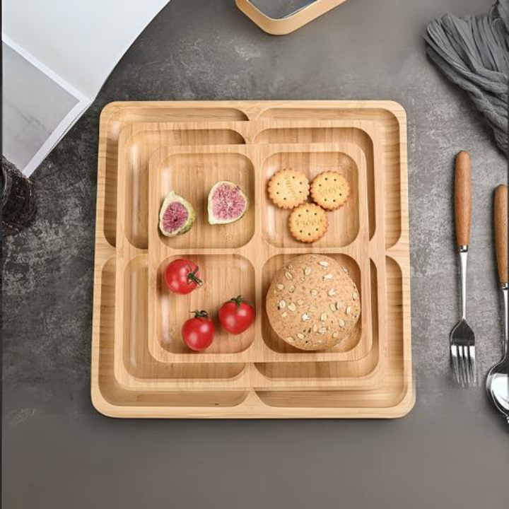 Bamboo tray section 4 divided serving tray plates Bamboo 4 Section ...