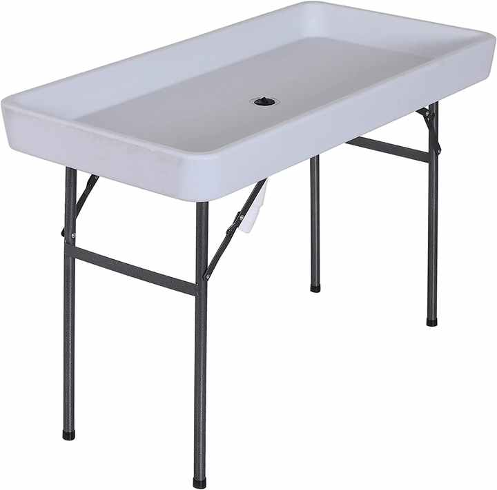 Multi-use Plastic Folding Ice Cooler Table, Ice Party Table, Fill and ...
