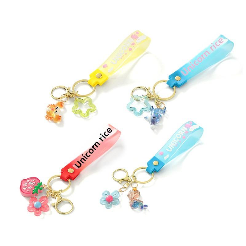Jelly Transparent Color Soft Crystal unicorn Keychain Creative Small ...
