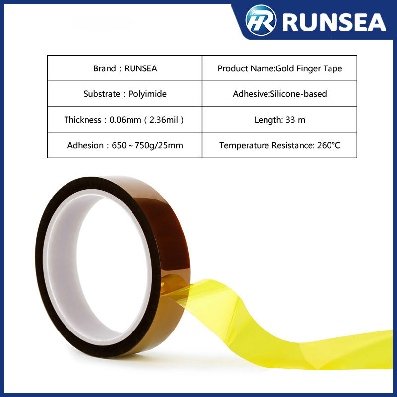 RUNSEA 60um Amber High Performance Polyimide Tape Adhesion Gold Finger ...