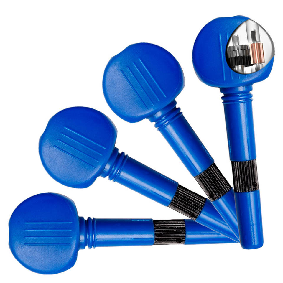 Violin Tuning Pegs - Geared Machine Heads in Blue Color