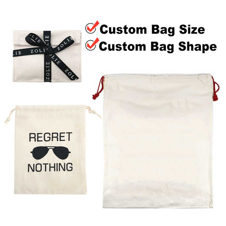 Custom Logo Printed Eco Recycle Drawstring Packaging Cotton Dust Bag