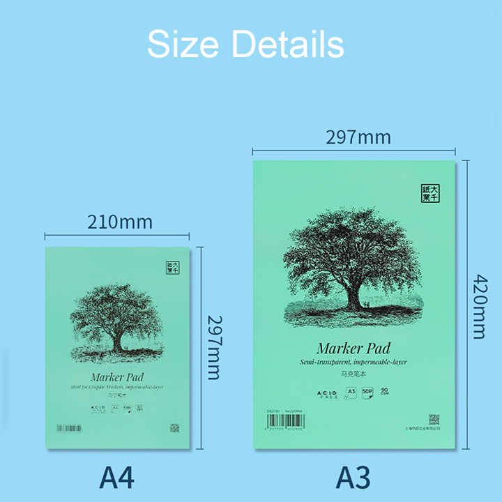 Secolorart Art Marker Pad A3 A4 Size 50 Sheets 90GSM Wood Pulp ...