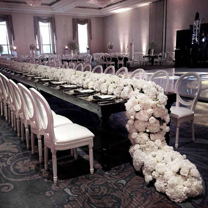 Giga 6ft White Striped Fancy Dining Table Runner for Weddings