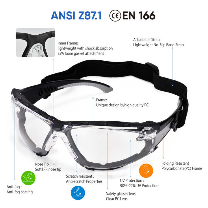 ANSI Z87.1 Anti-Fog Safety Glasses for Work Eye Protection| Alibaba.com