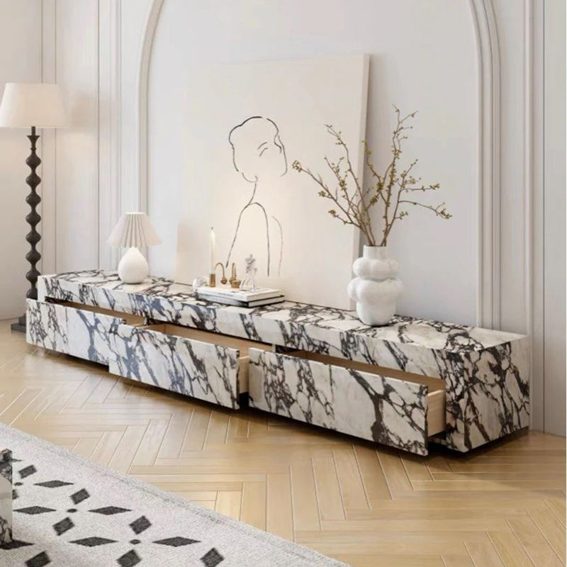 Modern Marble TV Cabinet Travertine TV Stand Living Room Furniture ...