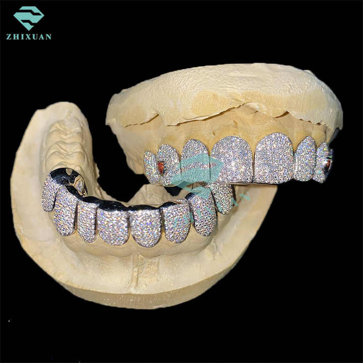 Hiphop Custom Iced Out Grillz - Honeycomb Perm Deep Cut