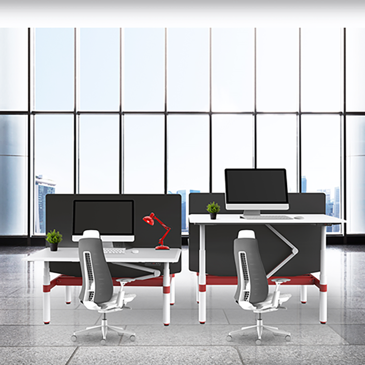 ZGO Luxury Modern 2-Person Workstation Electric Height-Adjustable ...