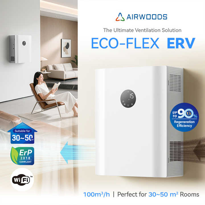 Ductless Erv Fresh air Ventilation Hvac System Wall Recuperator Heat ...