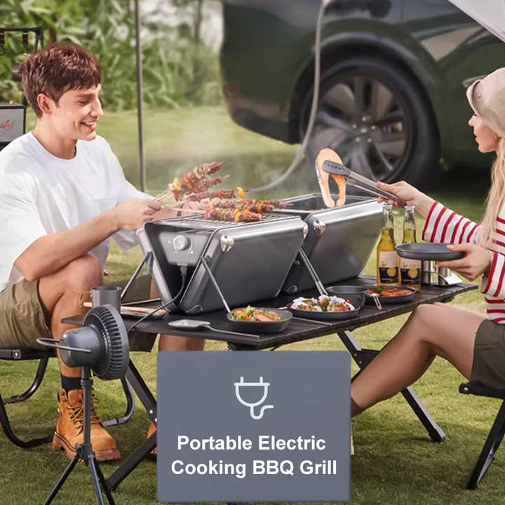Smokeless Briefcase Barbecue Grill - 3 in 1 Outdoor Cooking