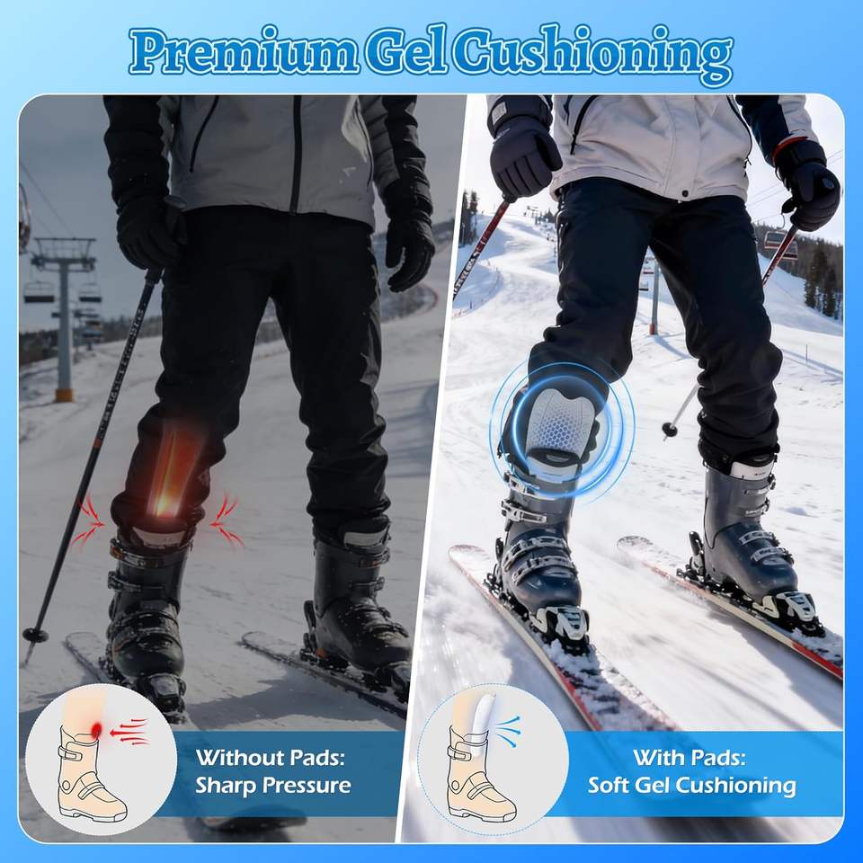 Ski Shin Guards for Boots, Gel Shin Pads for Ski & Snowboard ...