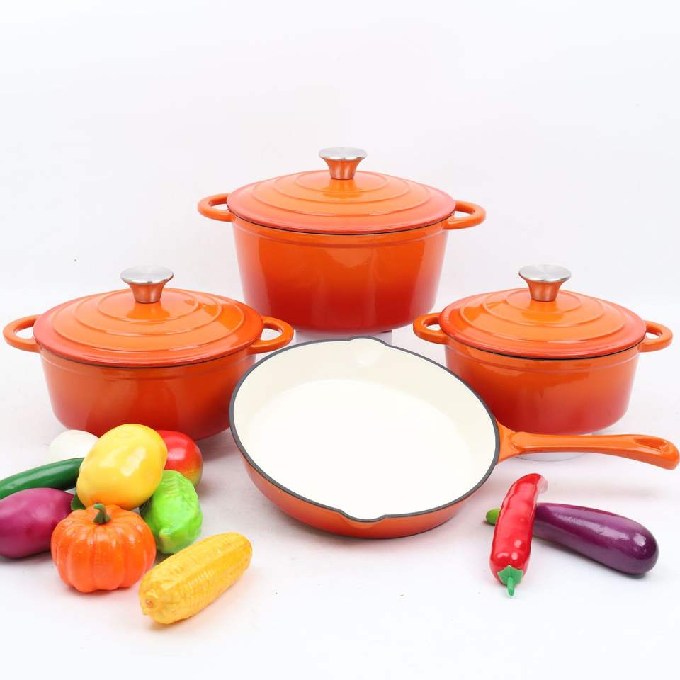 7pcs Modern Durable Enamel Cast Iron Cookware Set Casserole Dutch Oven ...