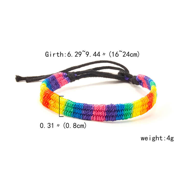 Factory Direct Colorful Rainbow Cotton Hemp Rope Woven Bracelets LGBT ...