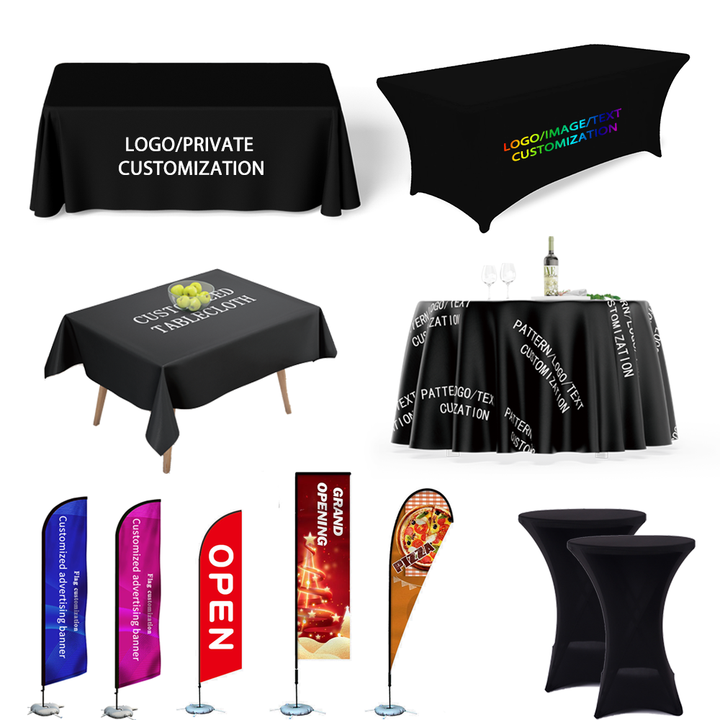 Custom Trade Show TableCloth 4ft/6ft/8ft Knitted Drape with Full Color ...