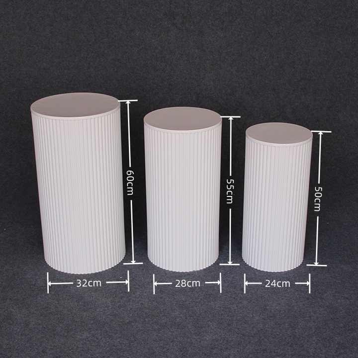 5 Plinth Iron Ripple Style White Cylinder Plinths for Weddings