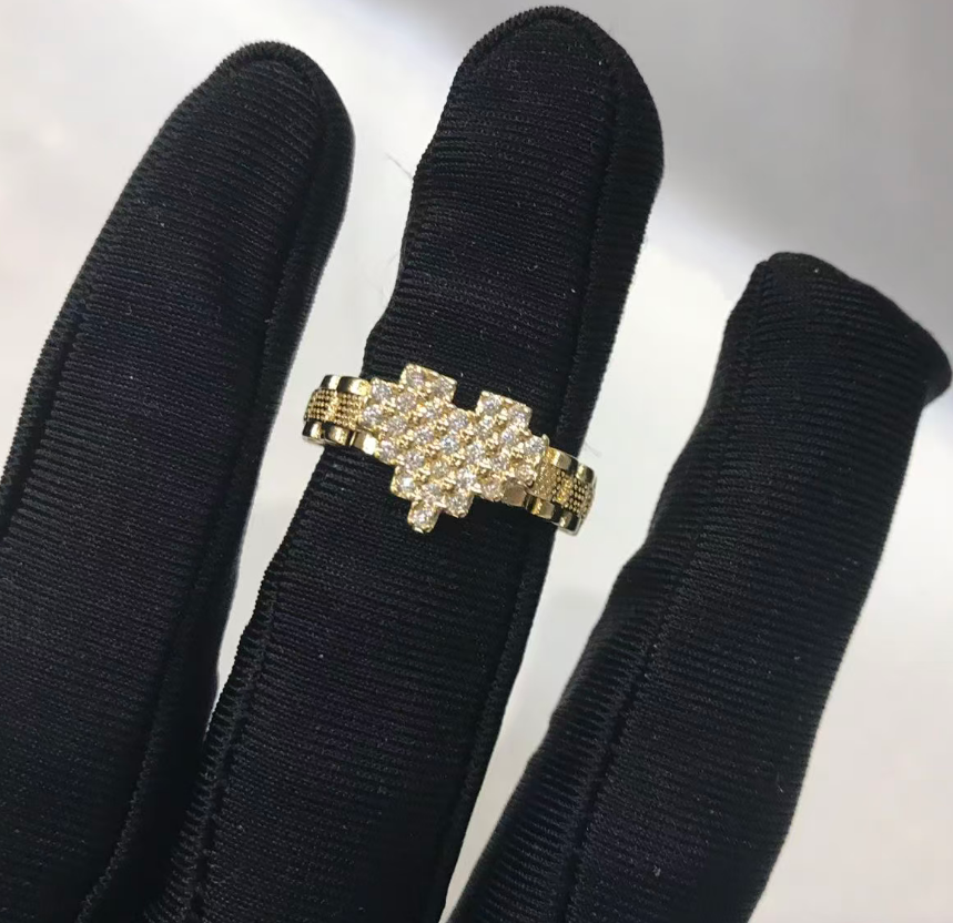 Custom Cartoon Ring Trendy Stainless Steel Nugget Rollie Heart Diamond ...