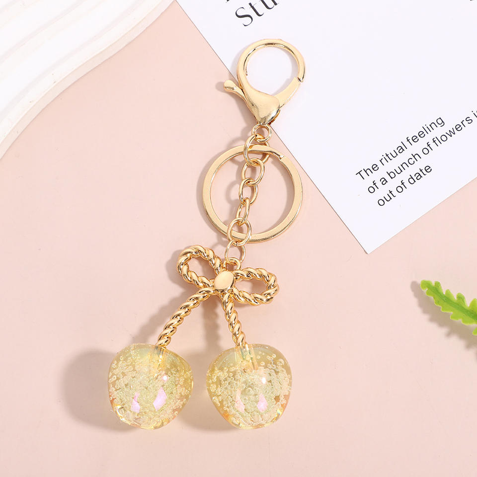 Designer Cute Cherry Keychain Gold Bow Keychains Womens Chic Bag Charms ...