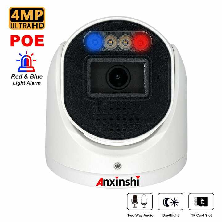 4MP HD Ip Camera Red and Blue Double-light Humanoid Detection Dome ...