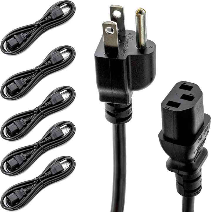 5-15P C13 NEMA Universal AC Power Cord Heavy Duty 125V 18AWG Pure ...