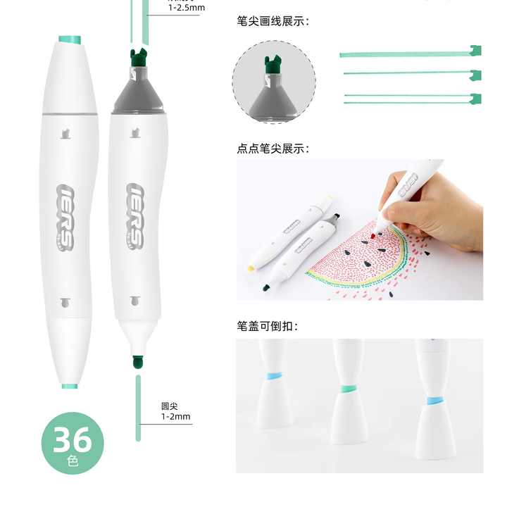 IERS Gift School Office 12 Colors Double Tip Marker Pens Set for Art ...