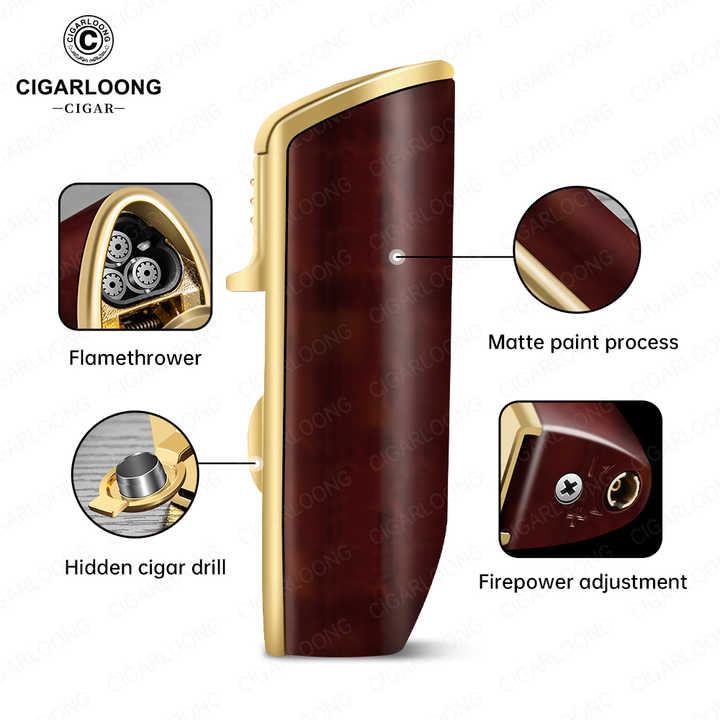 CIGARLOONG Luxury Windproof Cigar Lighter with Gift Box & OEM