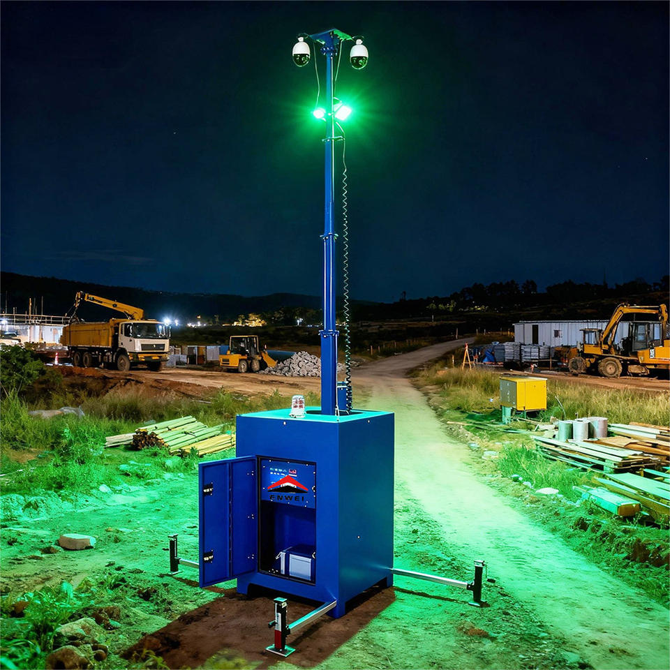 Mobile Video Surveillance Tower with 50W Green Lights for Construction ...
