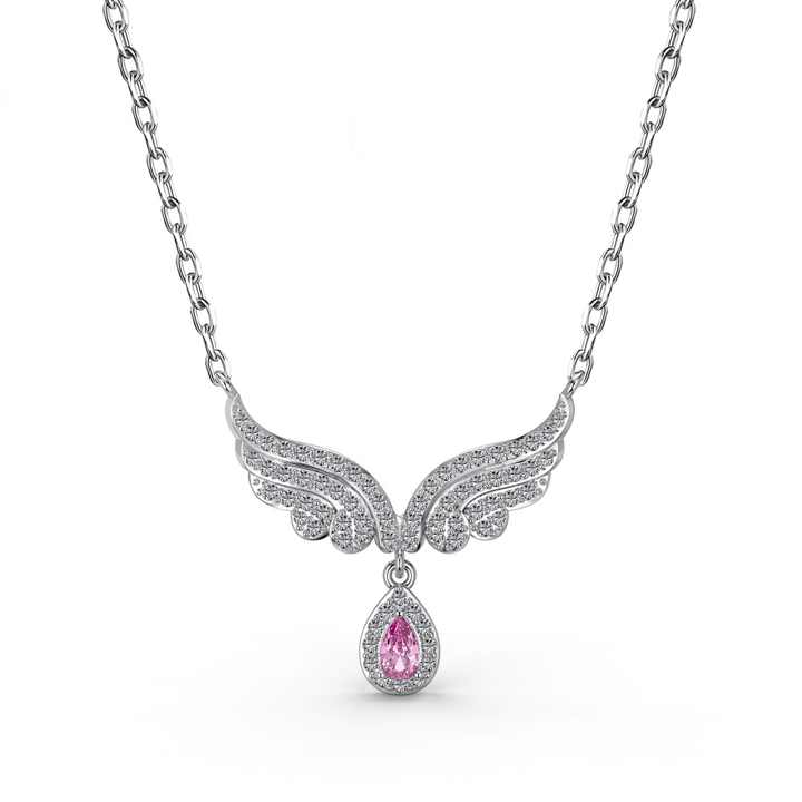 Dylam Delicate Shiny Silver Angel Wings CZ Pendants