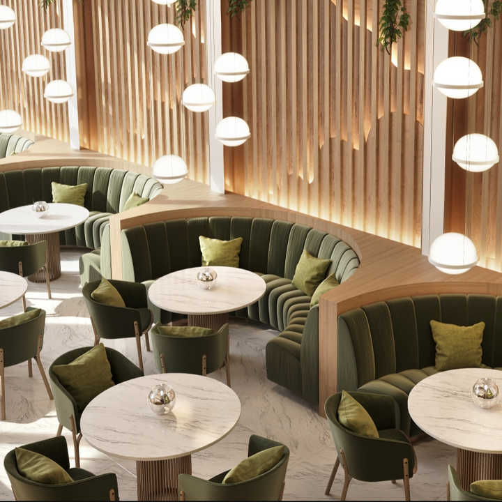 Wholesale Restaurant Furniture Modern Cafe Hotel Green Curved Booth ...