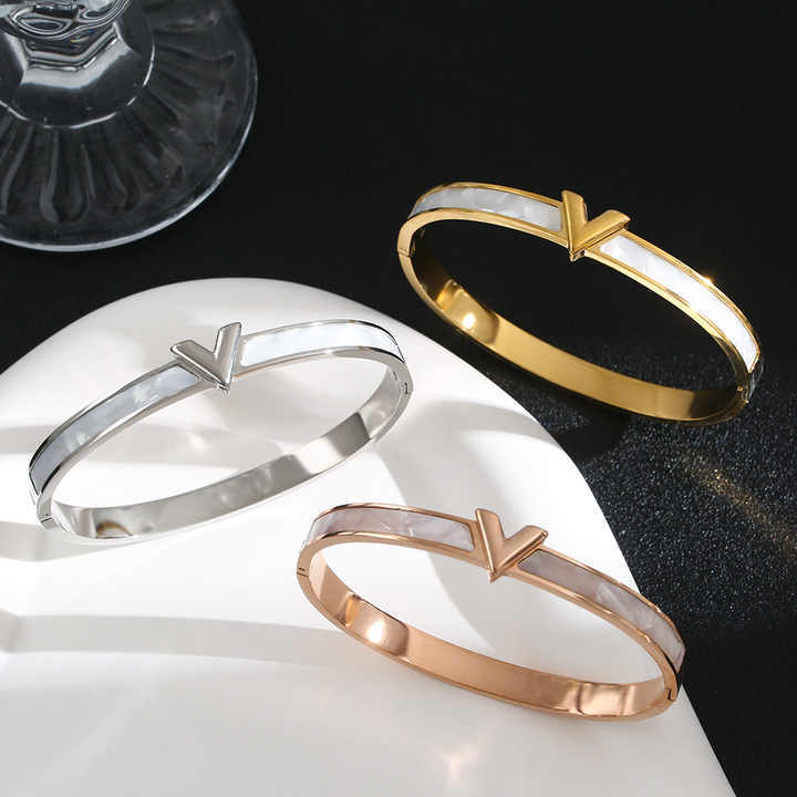 Popular Titanium Steel Letter V Fashion Couple Bracelets Trend Elegant ...