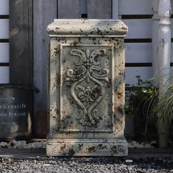 Large Vintage Rust MgO Flower Pot & Roman Column for Home Garden Floor ...
