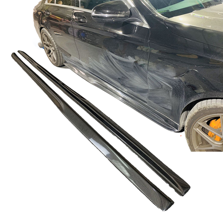 PSM Style Body Kit Carbon Fiber Fibre Side Skirt Extention Panel Lip ...