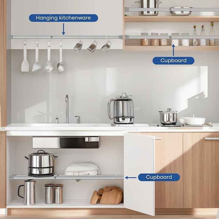 28-48 Inch Silver Expandable Adjustable ClosetDoorway Curtain Rods No ...